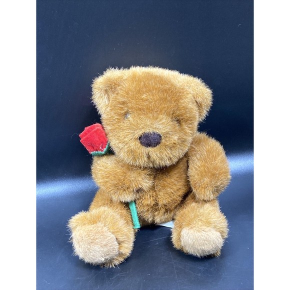 Russ | Toys | Russ Roundley Brown Plush Bear Holding Rose Stuffed ...